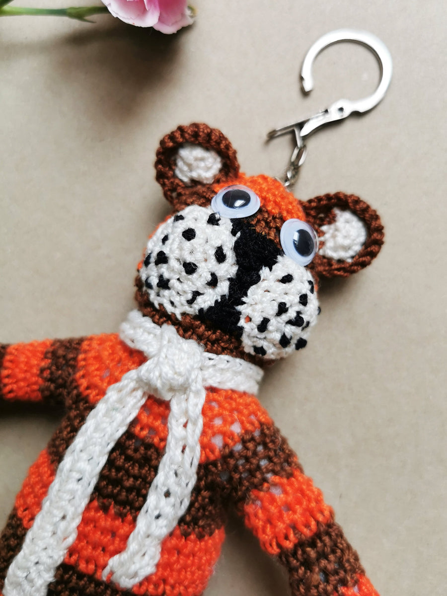 Handmade crochet Tiger keychain – Mellina Vintage