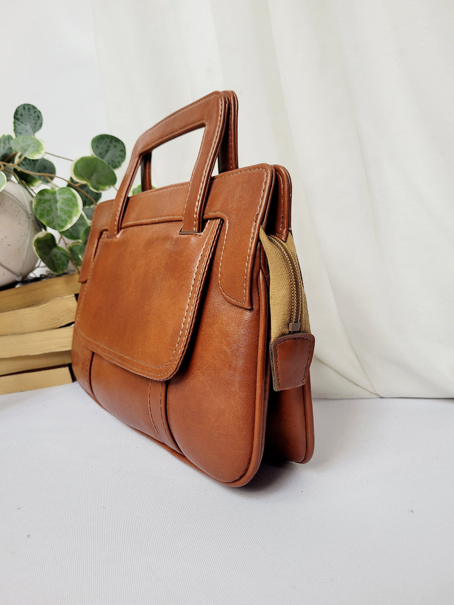Vintage 80s retro formal brown leather hand bag – Mellina Vintage